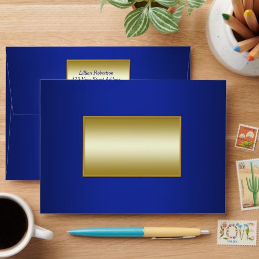 Royal Blue and Gold Envelope for 5x7 Sizes | Zazzle