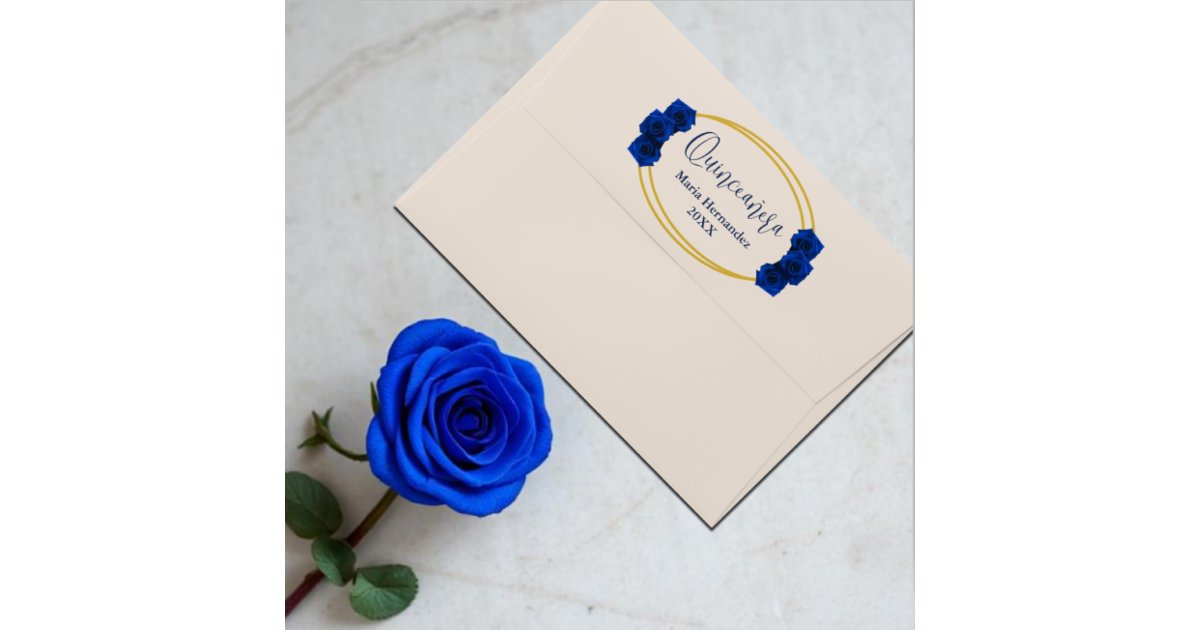Royal Blue and Gold Geometric Quinceañera Envelope | Zazzle