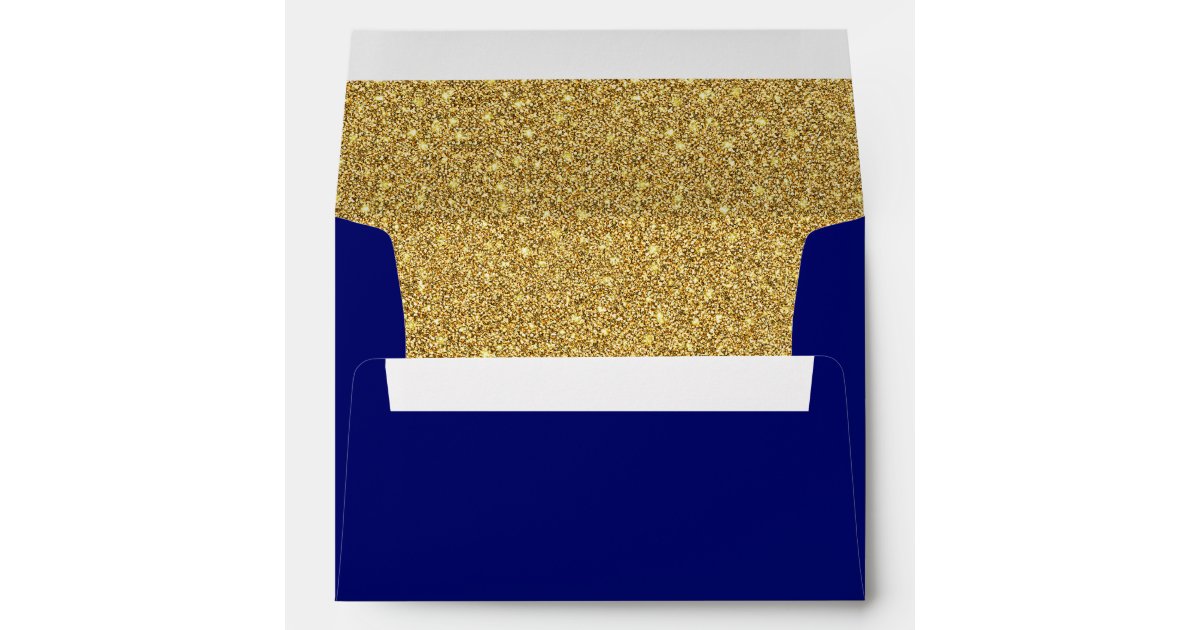 Royal Blue and Gold Glitter Envelope | Zazzle