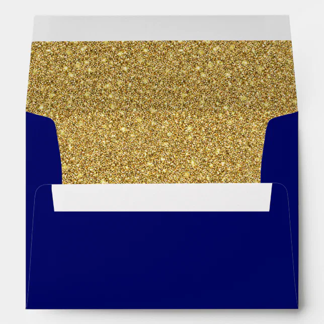 Royal Blue and Gold Glitter Envelope | Zazzle