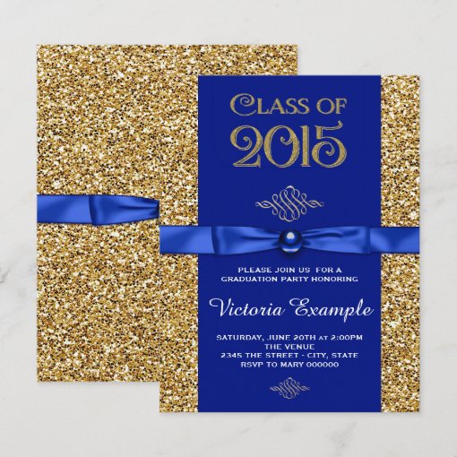Royal Blue and Gold Graduation Announcements | Zazzle