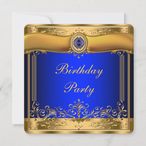 Royal Blue and Gold Party Invitation | Zazzle