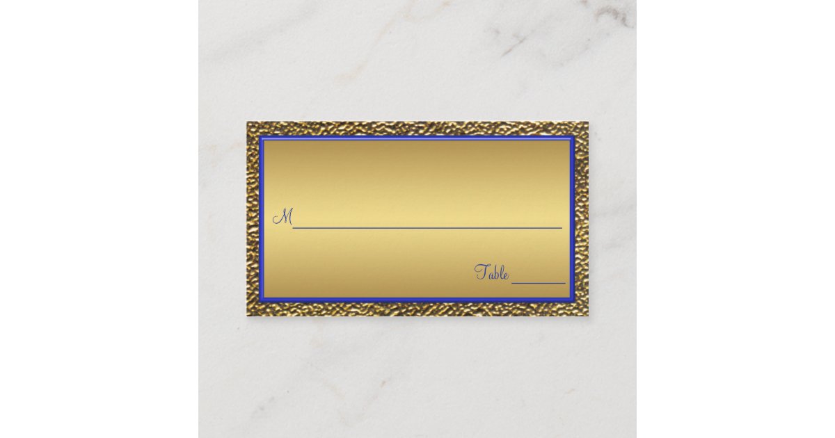 Royal Blue and Gold Placecards | Zazzle