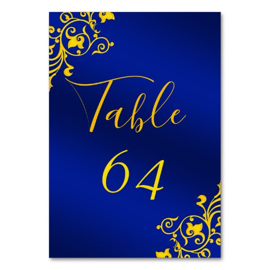 Royal Blue and Gold Table Number Cards | Zazzle.com