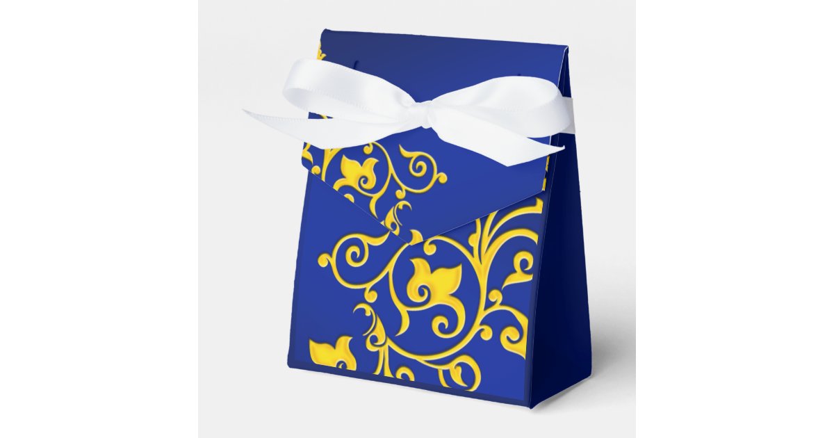 Royal Blue and Gold Wedding Favor Boxes | Zazzle