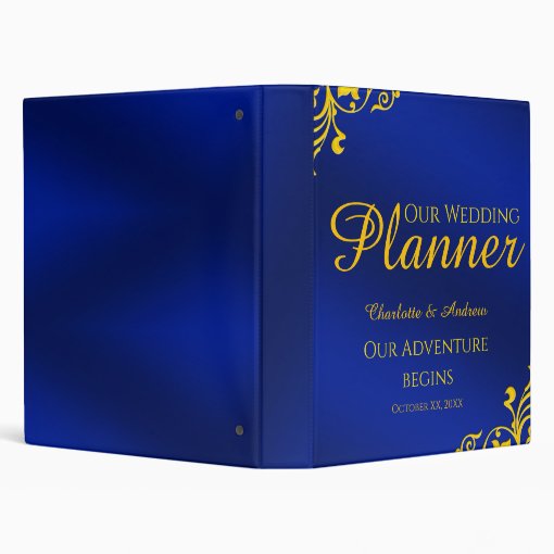 Royal Blue and Gold Wedding Planner 3 Ring Binder | Zazzle
