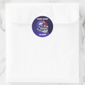 Royal Blue and Red Football Helmet Classic Round Sticker | Zazzle
