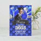 Royal Blue and Silver Graduation Party Invitation | Zazzle