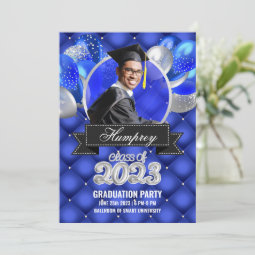 Royal Blue and Silver Graduation Party Invitation | Zazzle