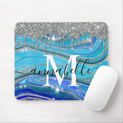 Royal Blue And Silver Monogram Mouse Pad | Zazzle