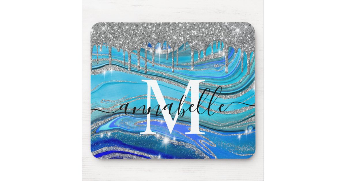 Royal Blue And Silver Monogram Mouse Pad | Zazzle