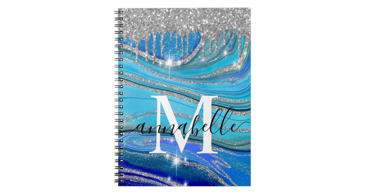Royal Blue And Silver Monogram Notebook | Zazzle