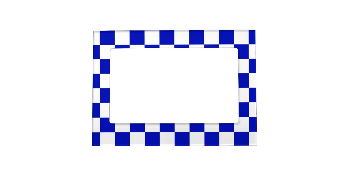 Royal Blue and White Checker Board Pattern Magnetic Photo Frame | Zazzle