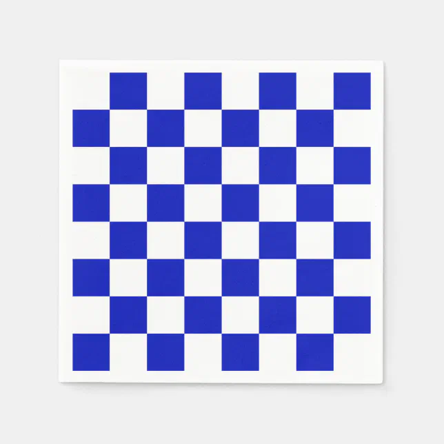 Royal Blue and White Checker Board Pattern Napkins | Zazzle