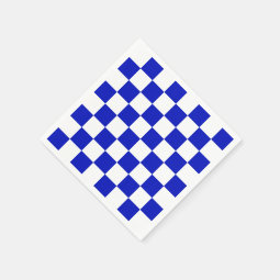 Royal Blue and White Checker Board Pattern Napkins | Zazzle