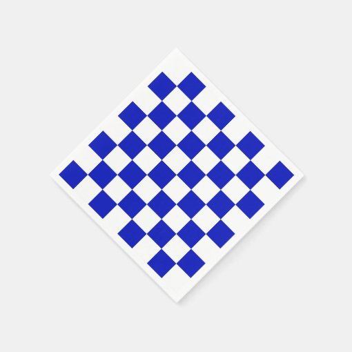 Royal Blue and White Checker Board Pattern Napkins | Zazzle