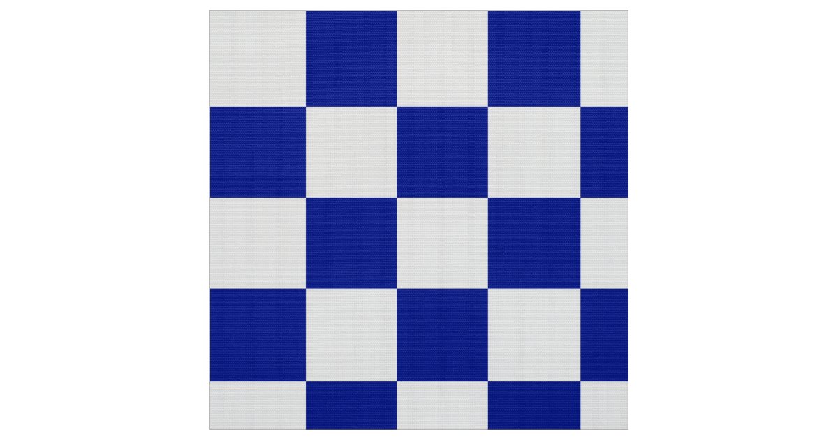 Royal Blue and White Checkerboard Pattern Fabric | Zazzle