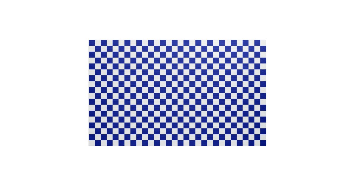 Royal Blue and White Checkerboard Pattern Fabric | Zazzle