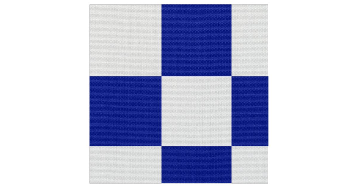 Royal Blue and White Checkerboard Pattern Fabric | Zazzle