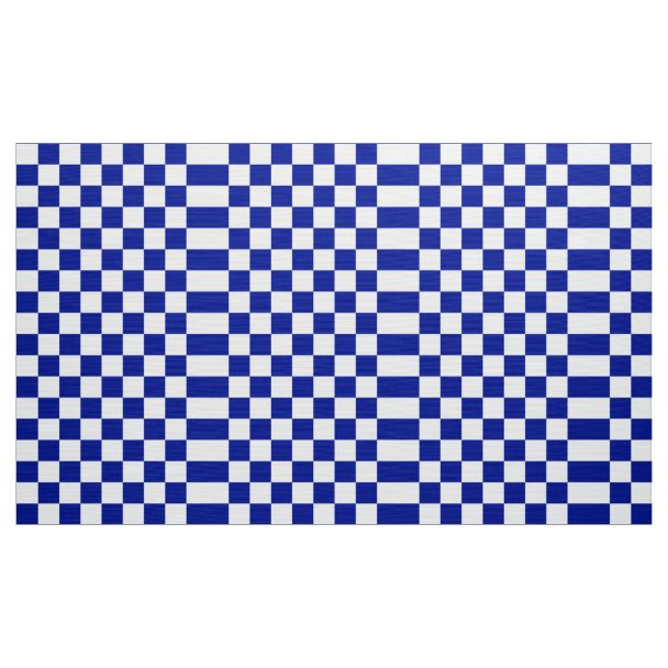 Royal Blue and White Checkerboard Pattern Fabric | Zazzle