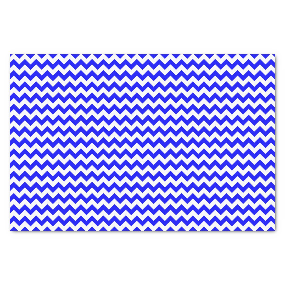 Royal blue and white chevron pattern custom tissue paper | Zazzle