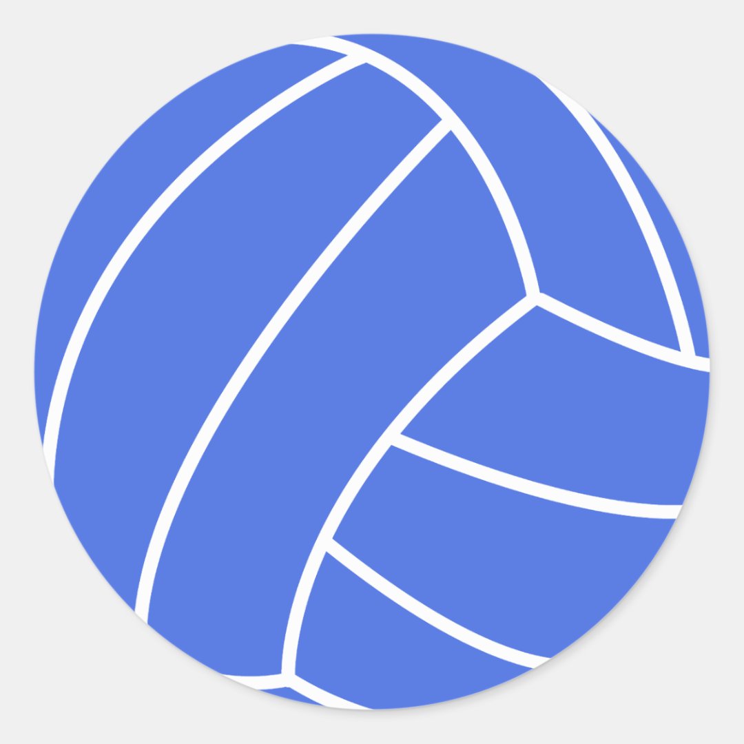 Royal Blue and White Volleyball Classic Round Sticker | Zazzle