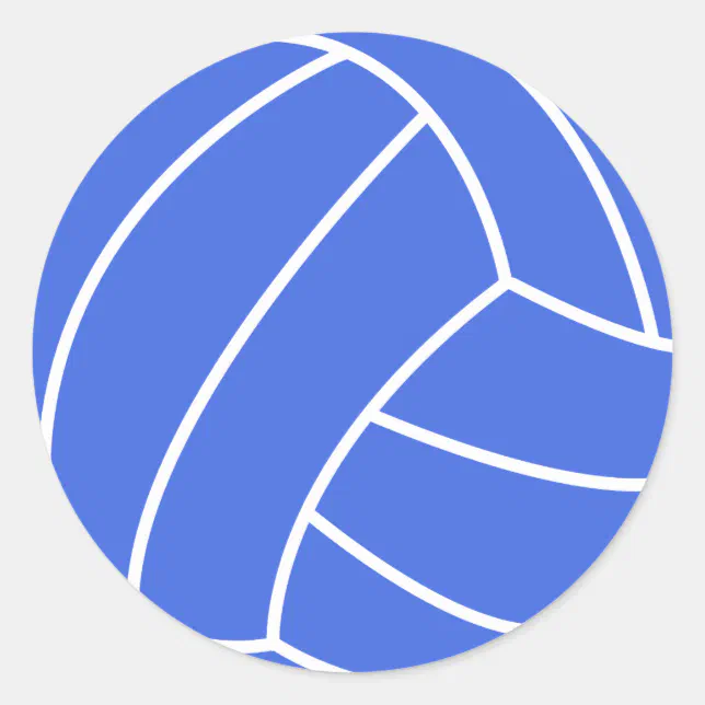 Royal Blue and White Volleyball Classic Round Sticker | Zazzle