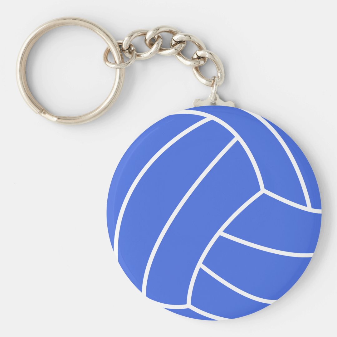 Royal Blue and White Volleyball Keychain | Zazzle