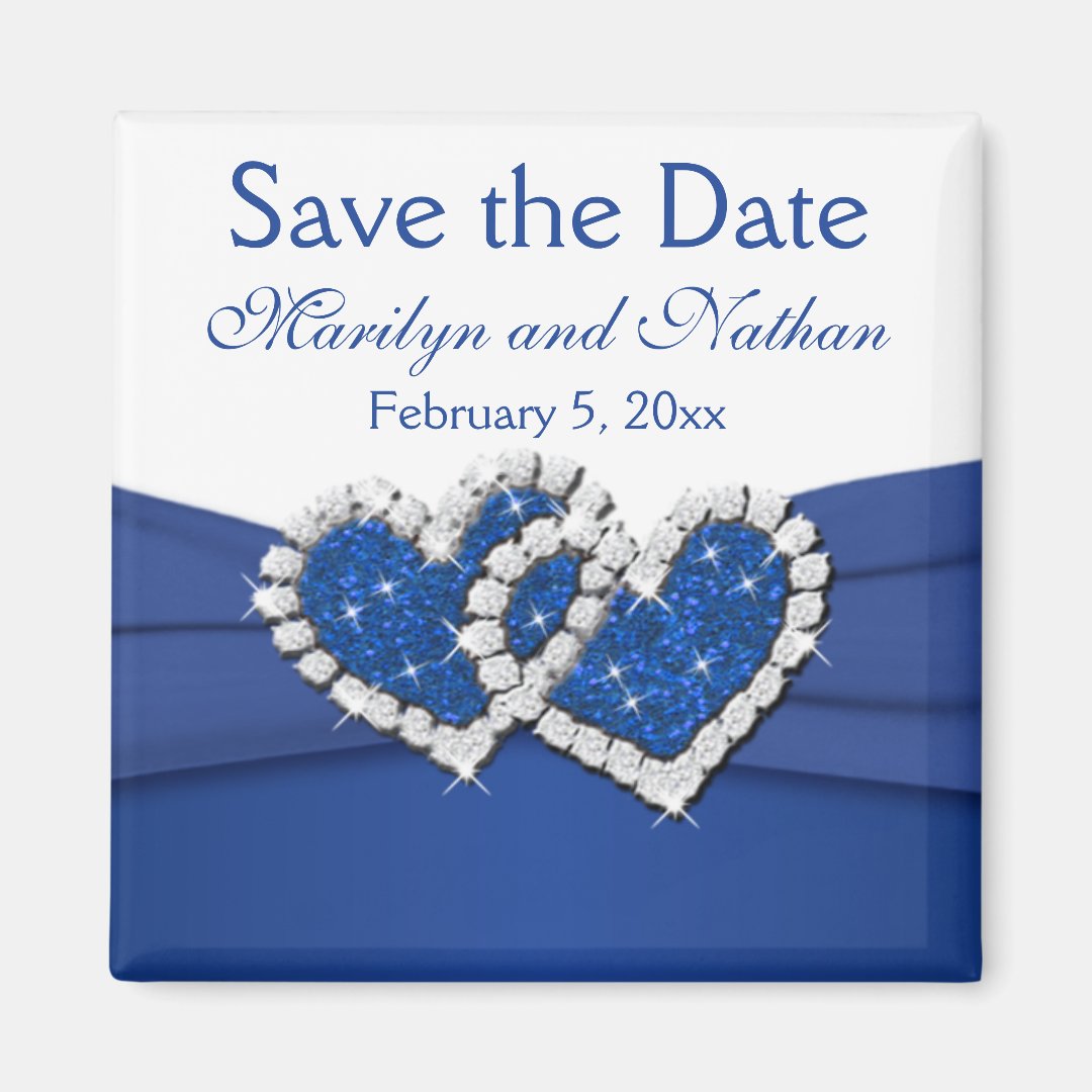Royal Blue and White Wedding Favor Magnet | Zazzle