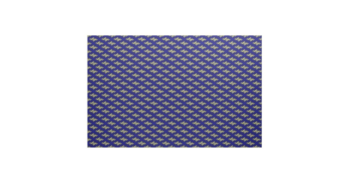 Royal Blue and Yellow Swirls Fabric | Zazzle