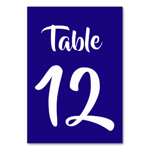 Royal Blue Background Table Number Card | Zazzle