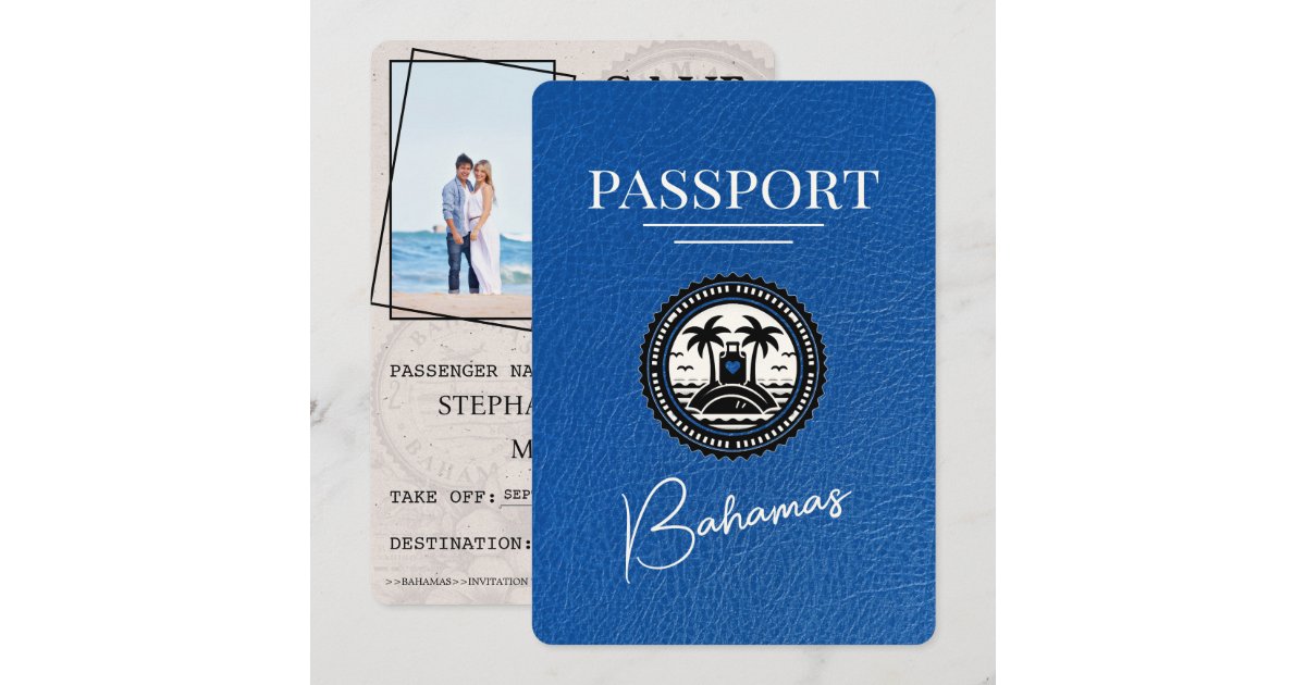 Royal Blue Bahamas Passport Save The Date | Zazzle