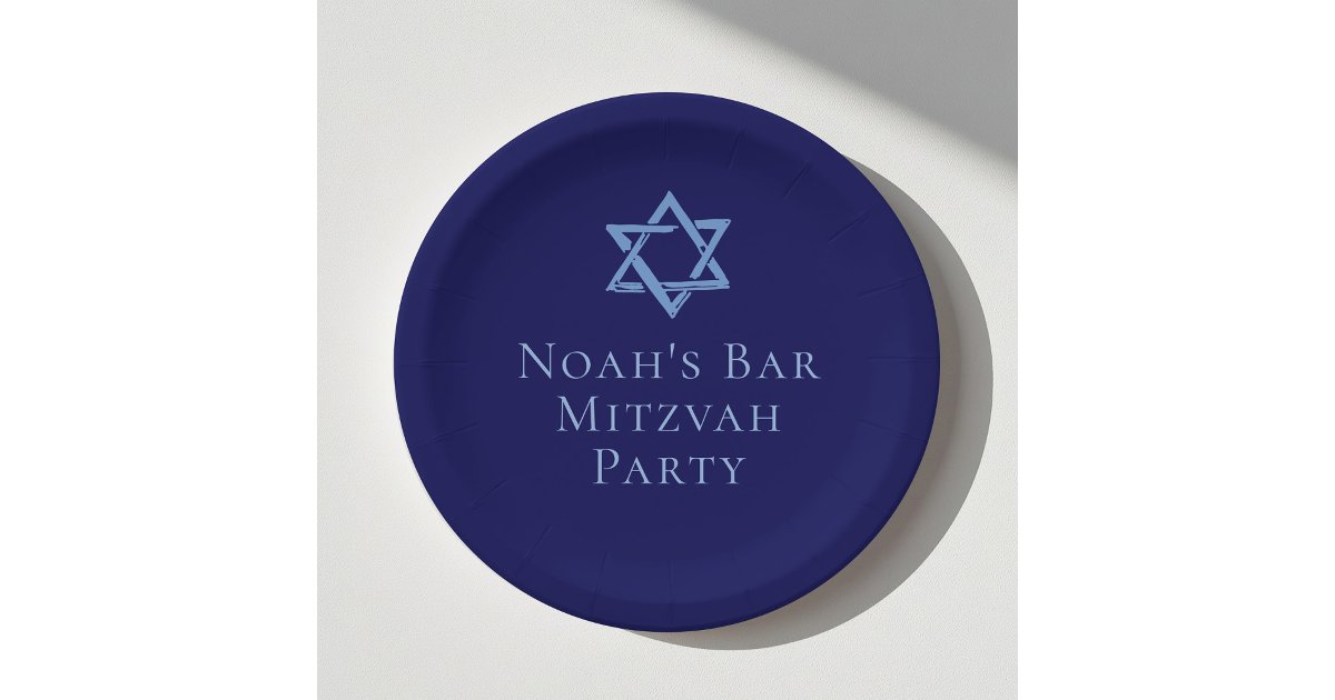 Royal Blue Bar Mitzvah Party Star of David Paper Plates | Zazzle