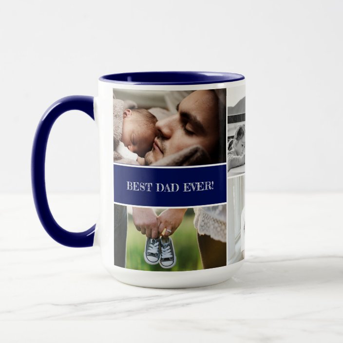 Royal blue Best Dad Ever Photo Collage Daddy Mug | Zazzle.com