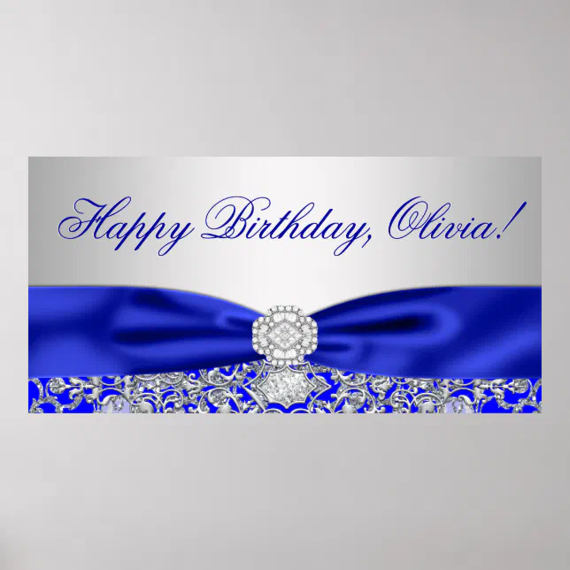 Royal Blue Birthday Party Banner Poster | Zazzle