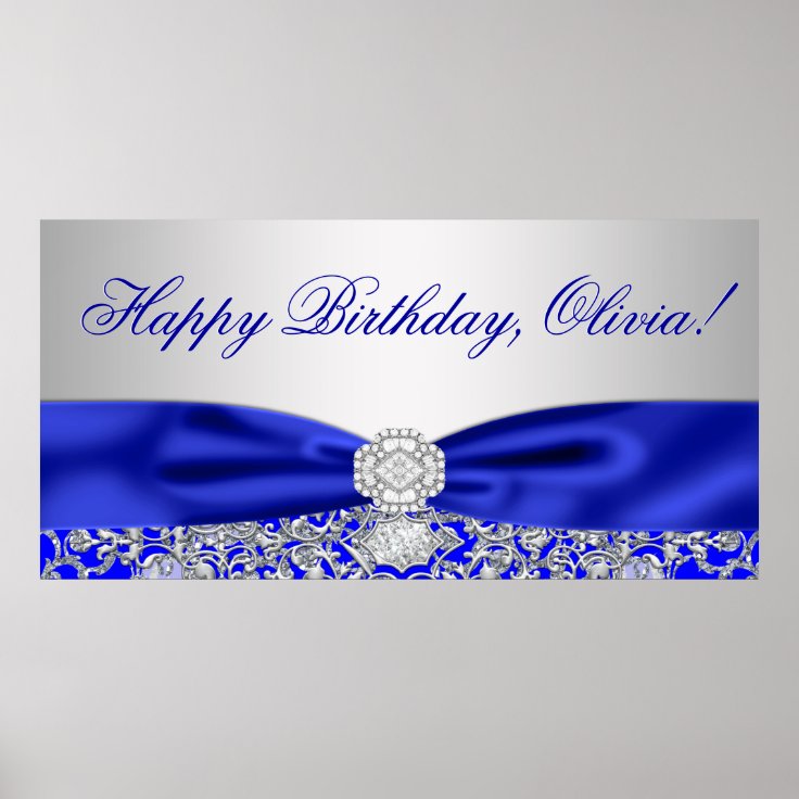 Royal Blue Birthday Party Banner Poster | Zazzle