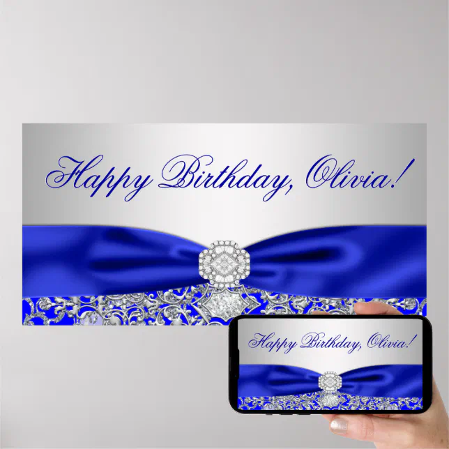 Royal Blue Birthday Party Banner Poster | Zazzle