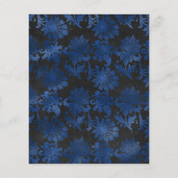 Royal Blue, Black and Silver Floral Wedding Invite Flyer | Zazzle