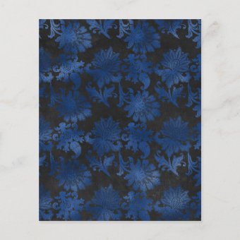 Royal Blue, Black and Silver Floral Wedding Invite Flyer | Zazzle