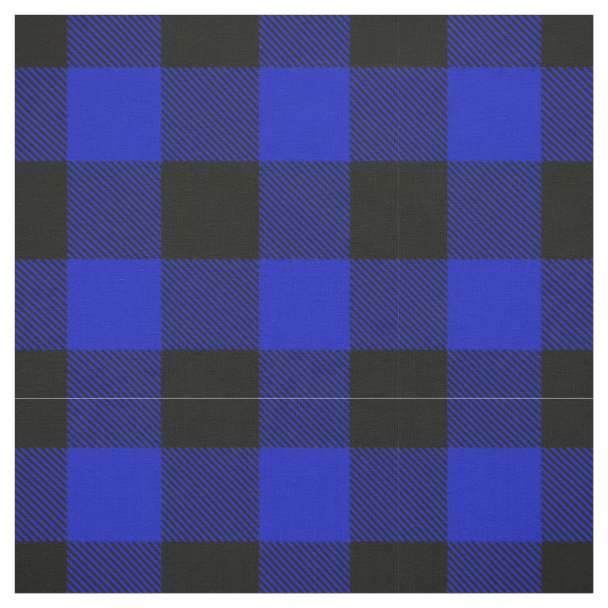 Lapis Blue Buffalo Check Plaid Fabric | Zazzle.com