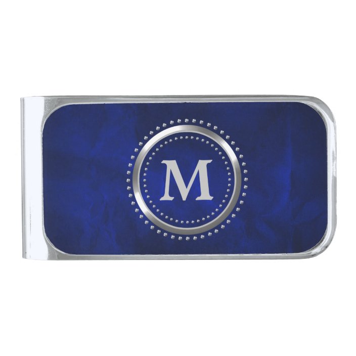 Royal Blue Chrome Monogram Silver Finish Money Clip | Zazzle.com