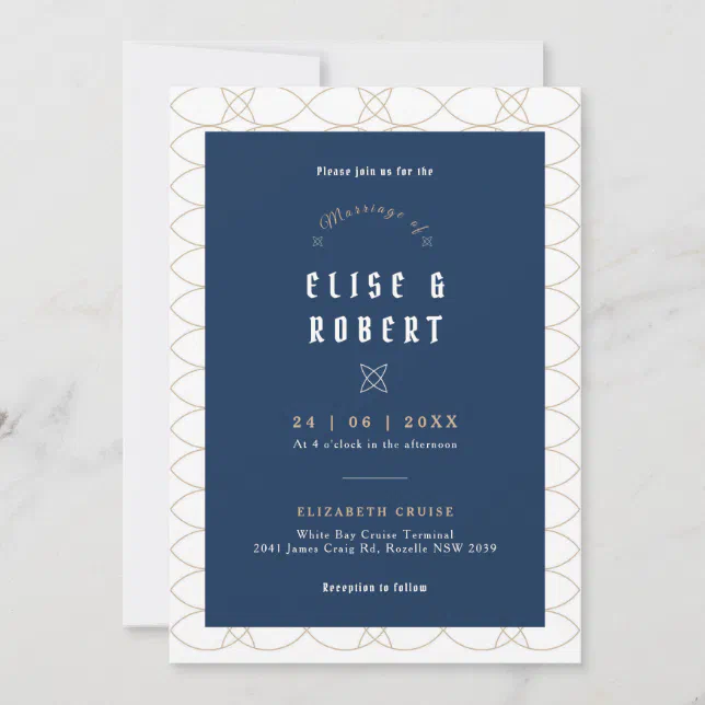 Royal Blue Classic Retro Wedding Invitation | Zazzle