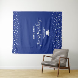 Royal Blue Confetti Congratulation Graduation Tapestry | Zazzle