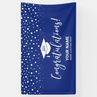 Royal Blue Confetti Congratulations Graduation Banner | Zazzle