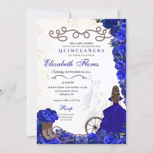Royal Blue Cowgirl Ranchero Western Quinceanera Invitation | Zazzle