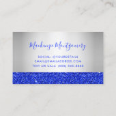 Royal Blue Dripping Glitter Silver Metallic Business Card | Zazzle