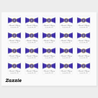 Royal Blue Elegance Monogram Square Sticker | Zazzle