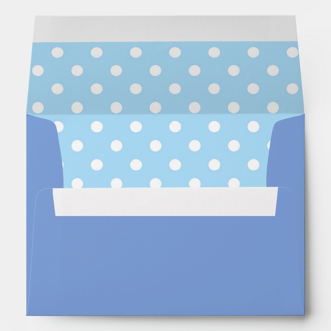 Royal Blue Envelope With Sky Blue Polka Dot Print | Zazzle