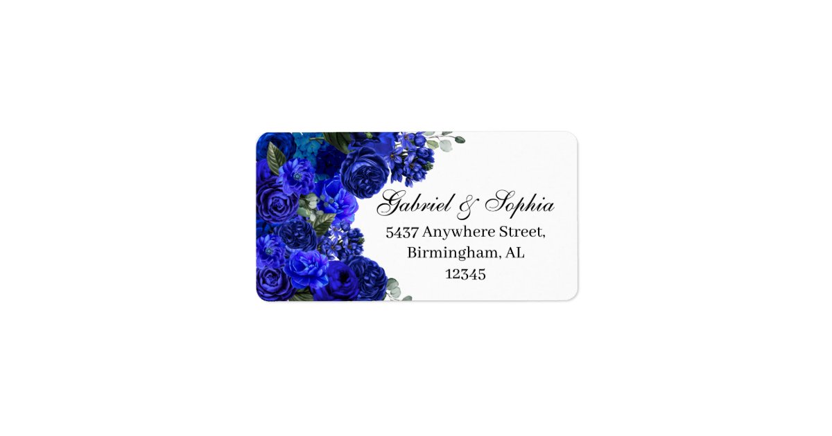 Royal Blue Floral Address Label | Zazzle
