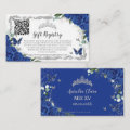 Royal Blue Floral Silver Quinceañera Gift Registry Enclosure Card | Zazzle